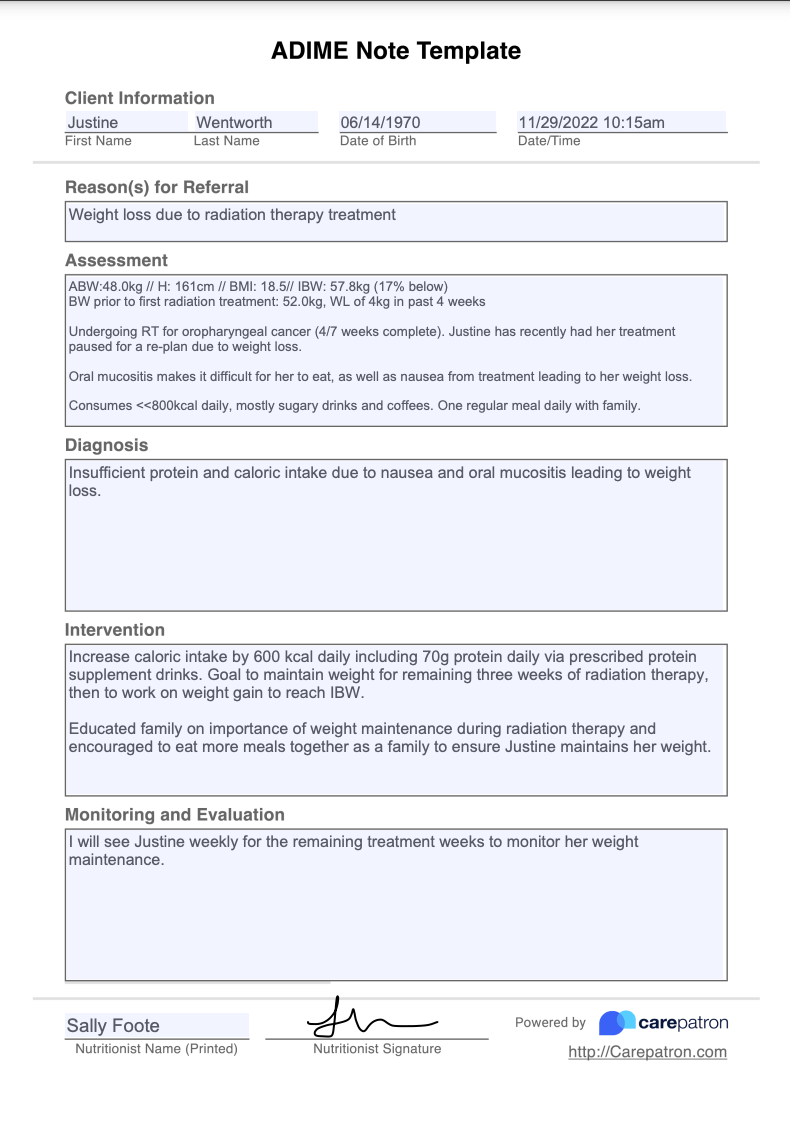 ADIME Note Template Example Free PDF Download